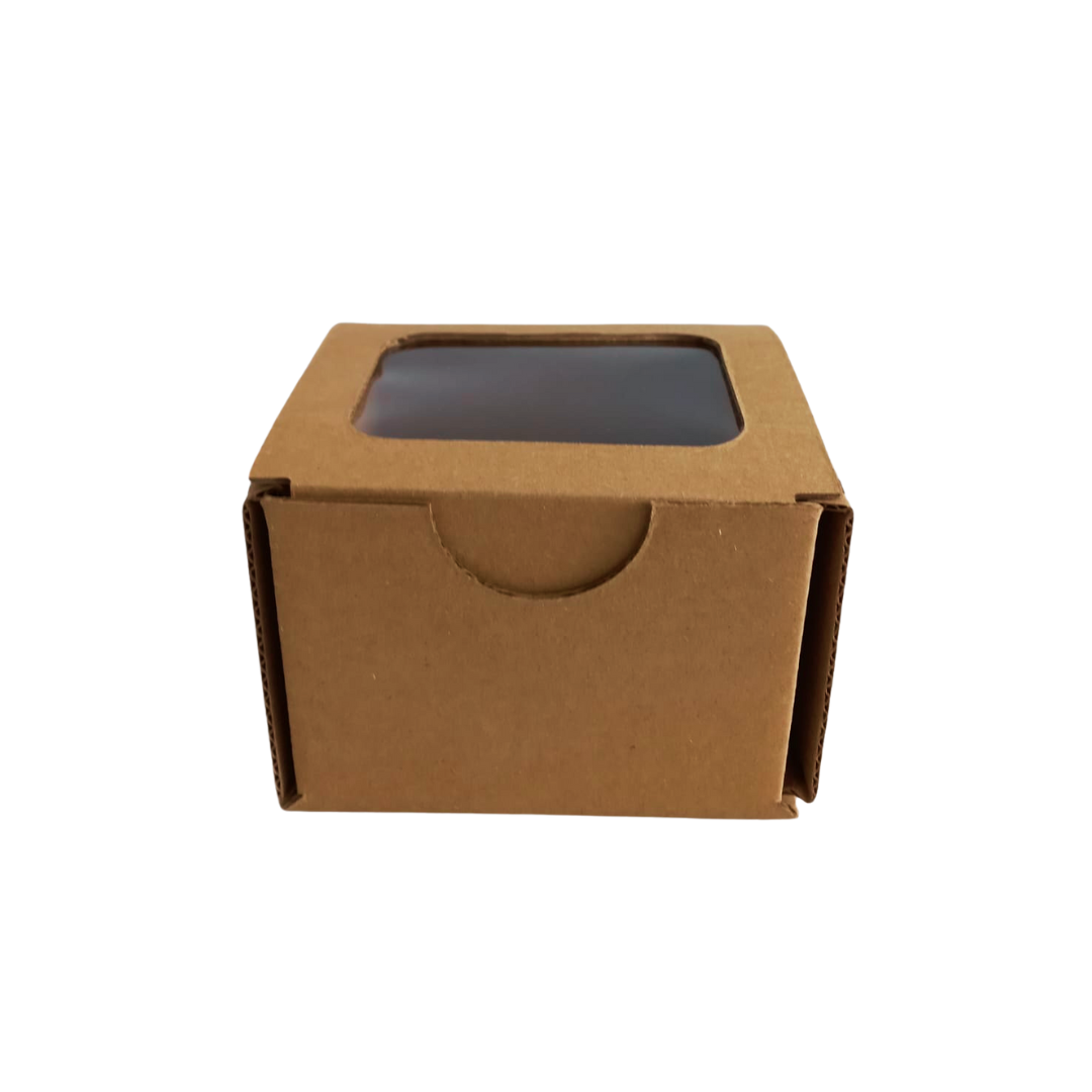 Caja Kraft con ventana 10 x 9 x 8 cm. 50 Pzs. - EMBA Industrial
